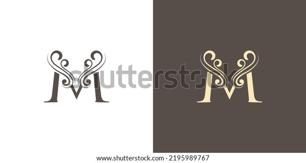 Luxury Elegant Letter M Initials Text Stock Vector (Royalty Free ...