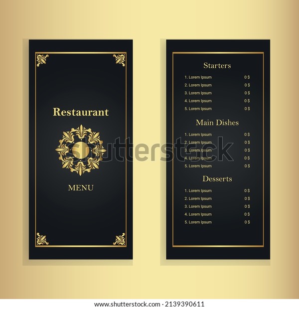 Luxury Food Menu Templates Restaurant Food Stock Vector (Royalty Free ...