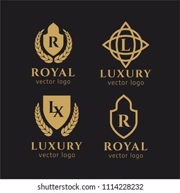 Luxury Gold Crest Logo Collection Crests Stock Vector (Royalty Free ...