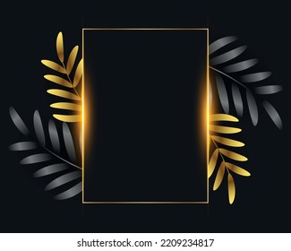 Luxury Gold Frame Gold Leaf Decoration Stock Vector (Royalty Free ...