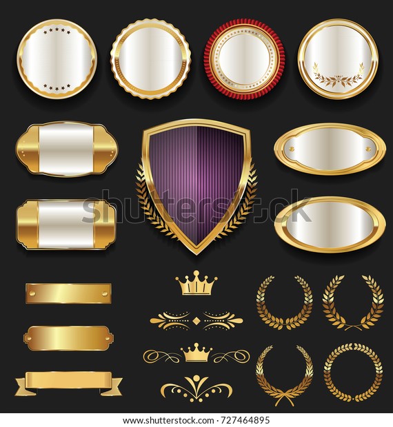 Luxury Gold Silver Labels Retro Vintage Stock Vector (Royalty Free ...