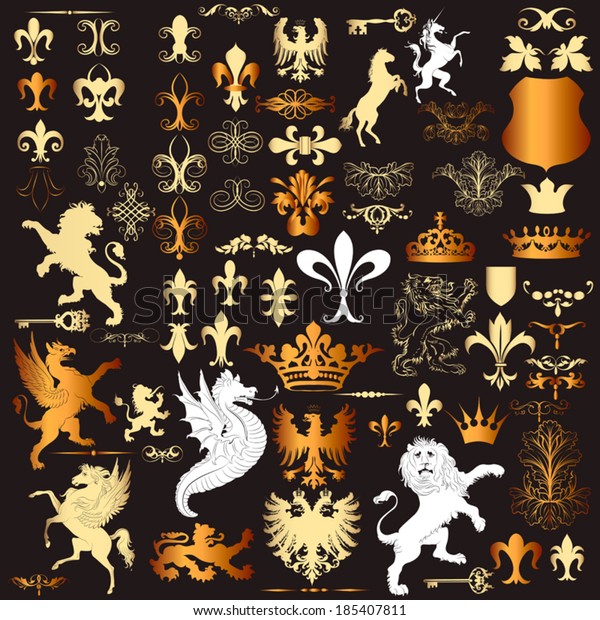Luxury Heraldic Elements Vintage Heraldic Design Stock Vector (Royalty ...