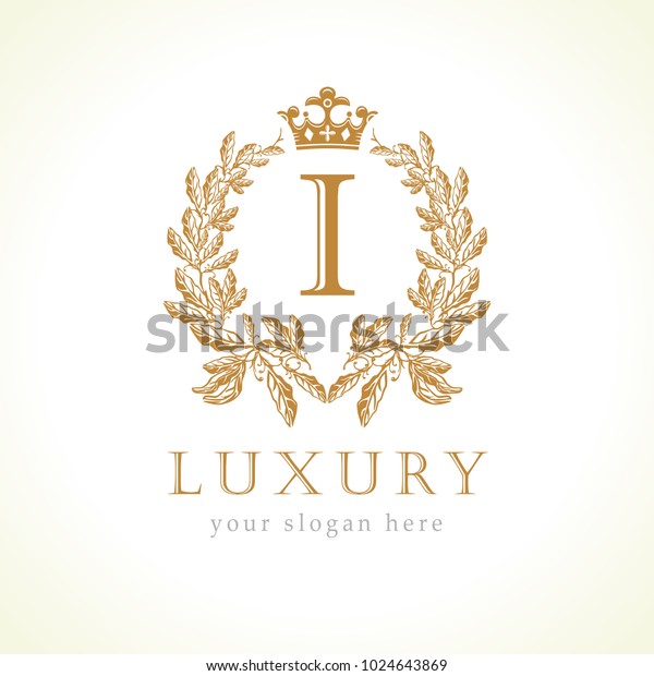 Luxury Letter Crown Monogram Logo Laurel Stock Vector (Royalty Free ...