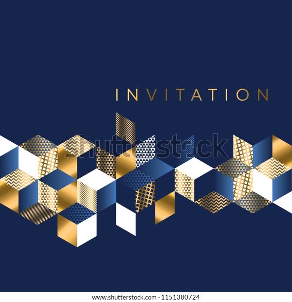 Luxury Marine Geometric Pattern Invitation Geometry Stock Vector ...