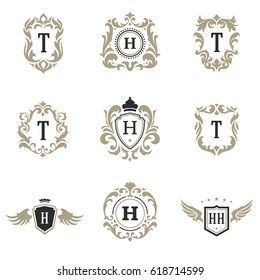 Luxury Monogram Logos Templates Vector Objects Stock Vector (Royalty ...