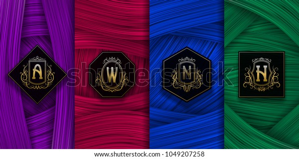 Luxury Packaging Design Golden Monograms Logos Stock Vector (Royalty ...
