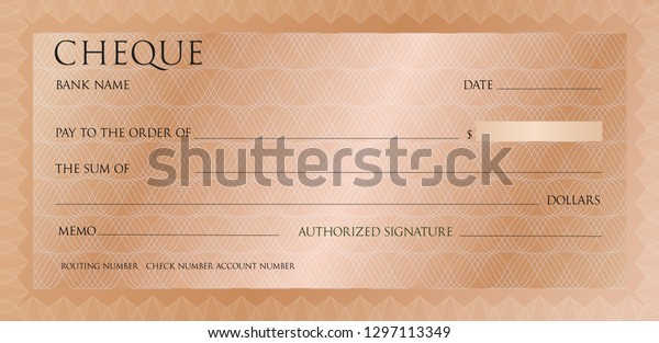 Luxury Pink Gold Cheque Template Vintage Stock Vector (Royalty Free ...