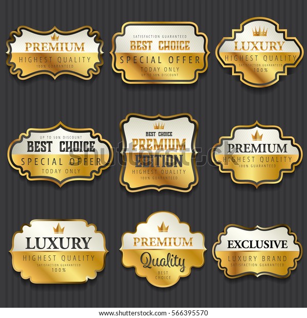 Luxury Premium Golden Labels Collectionvector Illustration 스톡 벡터(로열티 프리 ...
