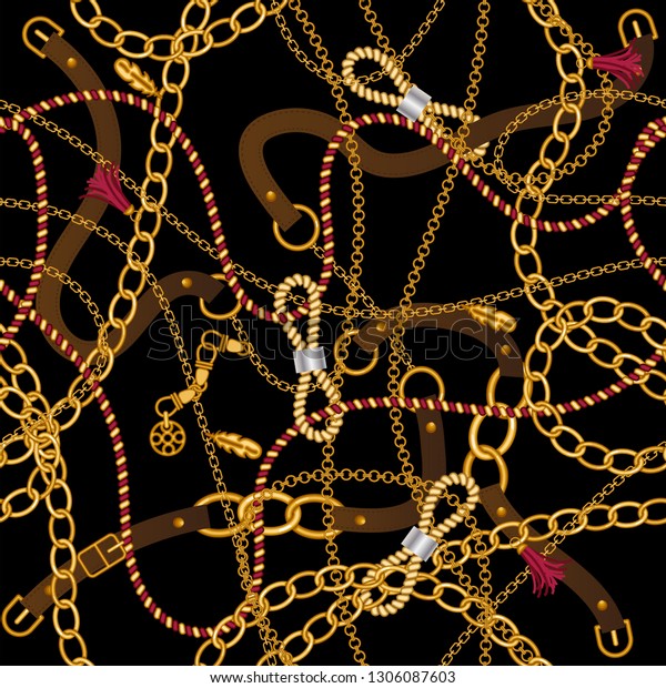 Luxury Seamless Pattern Jewelry Chain Belts Stock Vector (Royalty Free ...