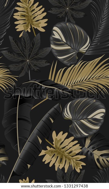 Luxury Seamless Pattern Tropical Leaves On: стоковая векторная графика ...