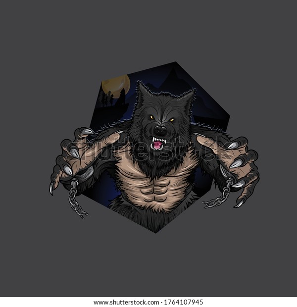 Lycan Scary Vector Illustration Stock Vector (Royalty Free) 1764107945 ...