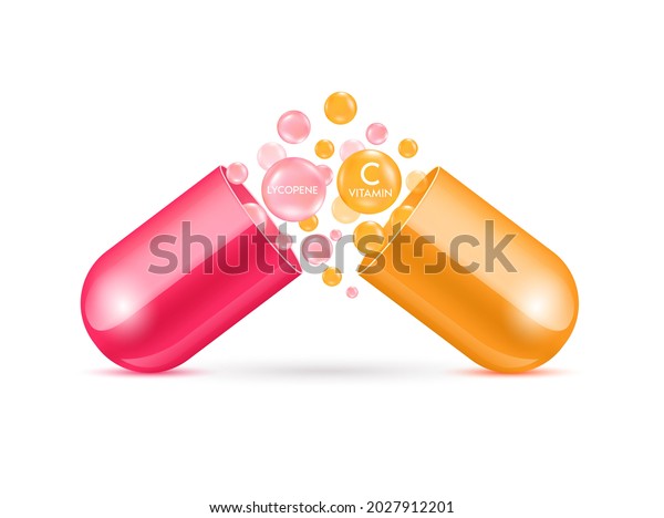 Lycopene Red Orange Vitamin C Capsule Stock Vector (Royalty Free ...