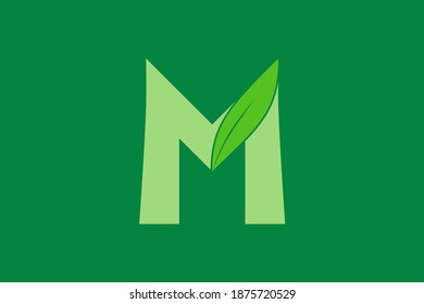 M Letter Leaf Logo Design Template Stock Vector (Royalty Free ...