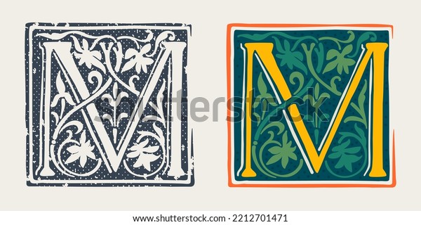 M Letter Logo Medieval Gothic Style Stock Vector (Royalty Free ...