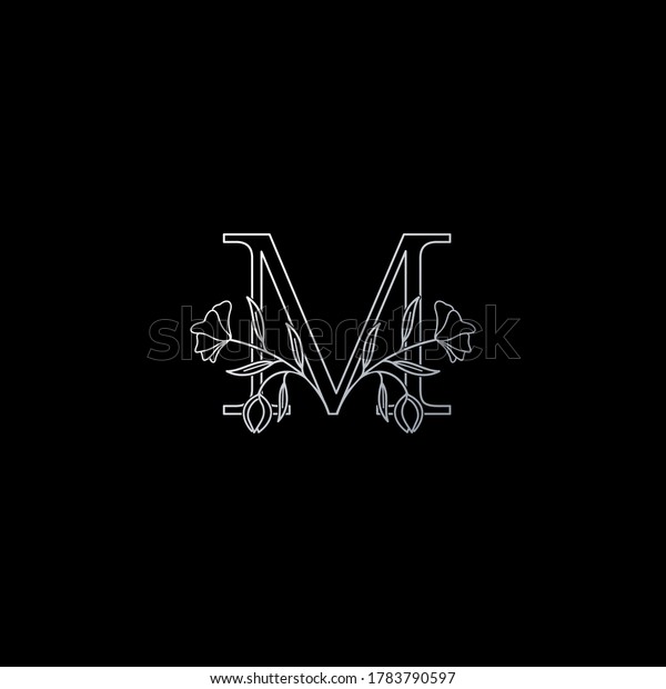 M Letter Outline Monogram Nature Beauty Stock Vector (Royalty Free ...