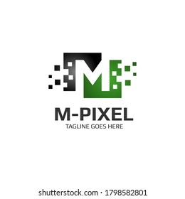 M Letter Pixel Logo Digital Monogram Stock Vector (Royalty Free ...