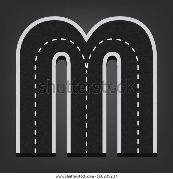 M Letter Road Font Stock Vector (Royalty Free) 160205237