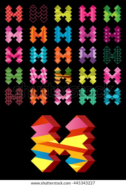 M Letters Icons Set Isolated On Stock Vector (Royalty Free) 445343227 ...