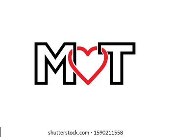 M Love T Letter Logo Symbol Stock Vector (Royalty Free) 1590211558 ...