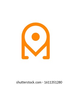 M Pin Location Logo Design Simple Stock Vector (Royalty Free) 1611351280