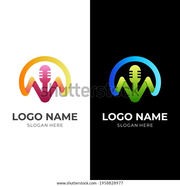 M Record Logo Microphone Letter M: vector de stock (libre de regalías ...