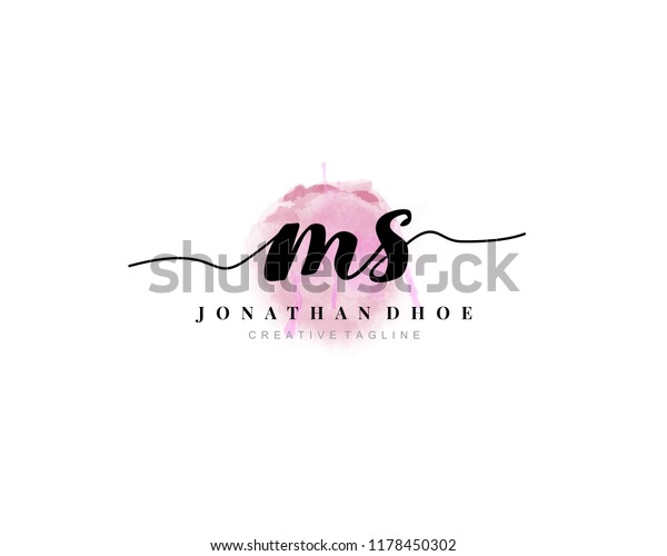 M S Initial Watercolor Logo On Stock Vector (Royalty Free) 1178450302 ...