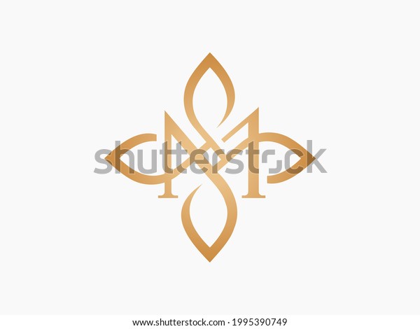 M Serif Letters Combined Simple Flower Stock Vector (Royalty Free ...