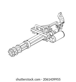 M134 Mini Machine Gun Illustration Hand Stock Vector (Royalty Free ...