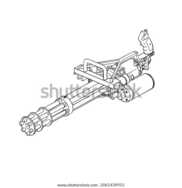 M134 Mini Machine Gun Illustration Hand Stock Vector (Royalty Free ...