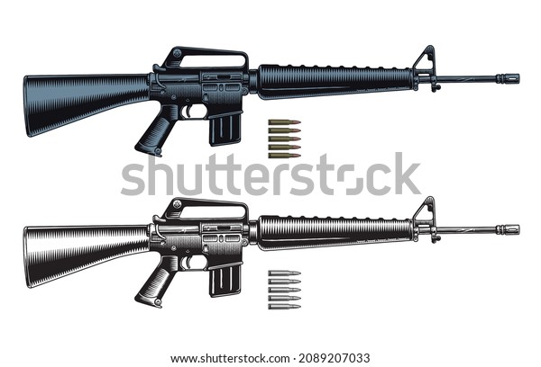 M16 Assault Rifle Machine Gun Ammo Stock Vector (Royalty Free ...