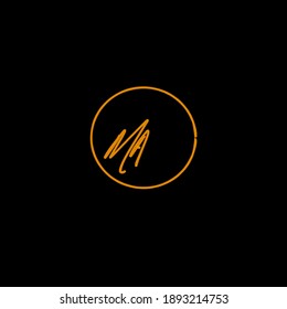 Ma Initial Handwriting Black Background Stock Vector (Royalty Free ...