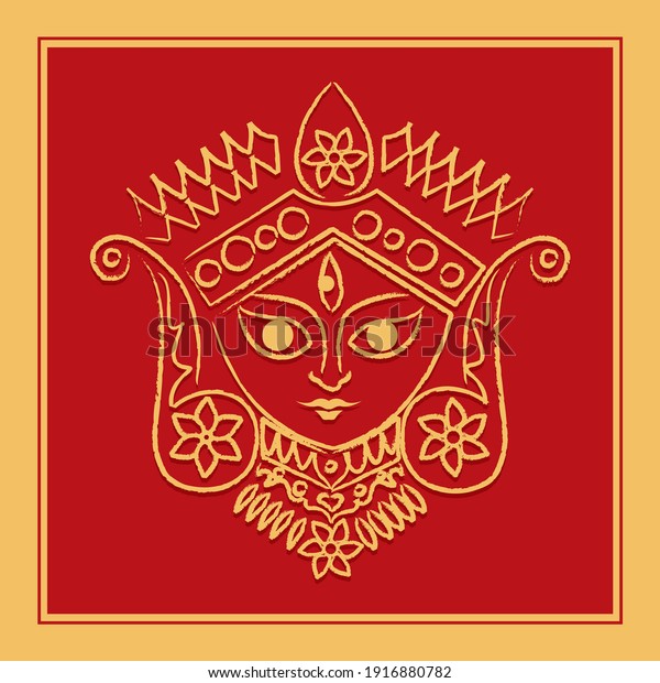 Maa Durga Face Illustration Stock Vector (Royalty Free) 1916880782 ...
