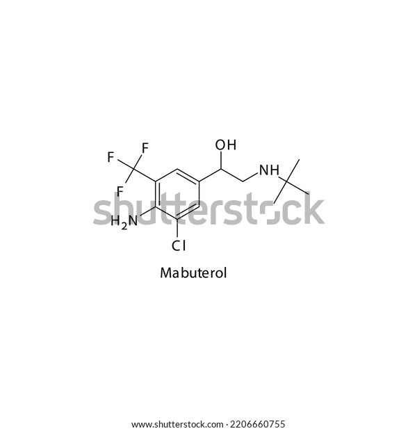 Mabuterol Molecule Flat Skeletal Structure Beta Stock Vector (Royalty Free) 2206660755 ...