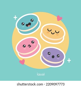 Macarons Kawaii Cute Vector Illustration Stock Vector (Royalty Free ...