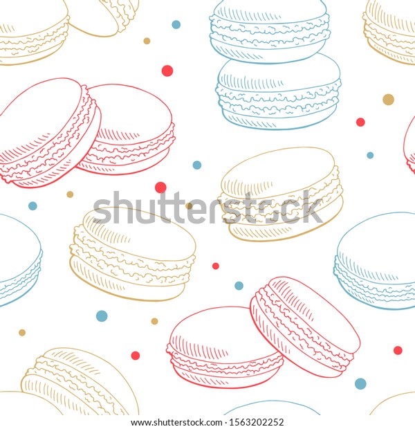 Macaroon Graphic Color Sketch Seamless Pattern Stock Vector (Royalty ...