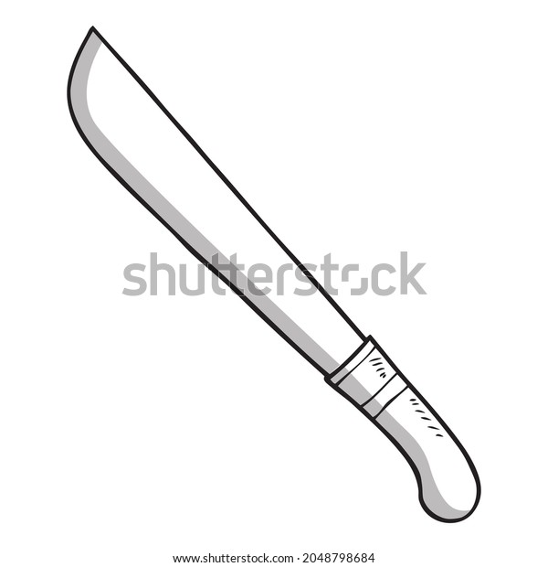 Machete Line Vector Illustrationisolated On White Stock Vector (Royalty ...