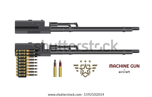 Machine Gun Airplane Helicopter Isolated Image Stock Vector (Royalty ...
