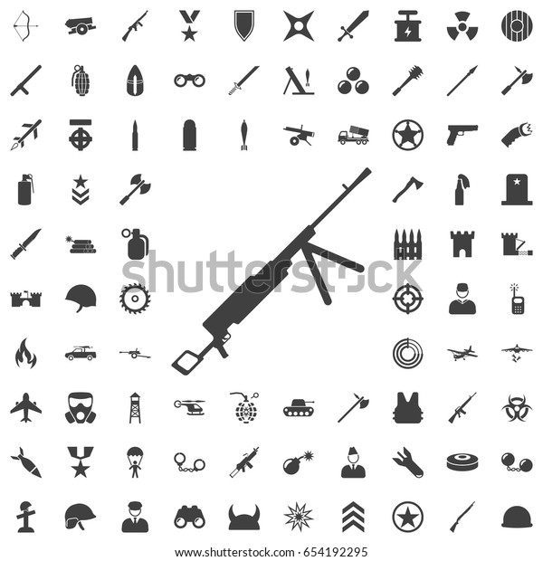 Machine Gun Grey Icon Set Weapon Stock Vector (Royalty Free) 654192295 ...