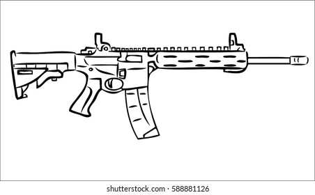 Gp M249 Machine Gun Illustration Hand Stock Vector (Royalty Free ...