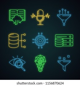 Machine Learning Neon Light Icons Set Stock Vector (Royalty Free ...