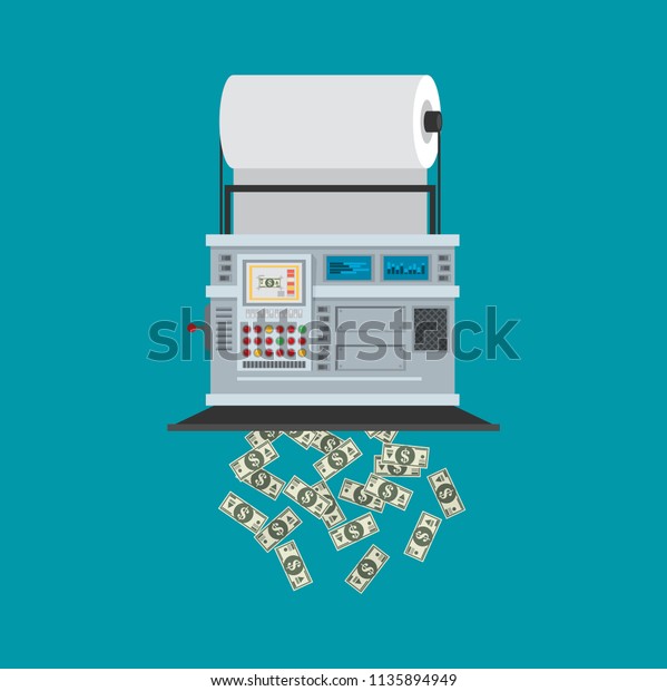 Machine Makes Dollar Bills Financial System Stock Vector (Royalty Free ...