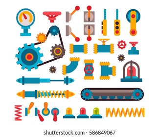 Machine Parts Different Mechanism Vector Illustration Stock Vector ...