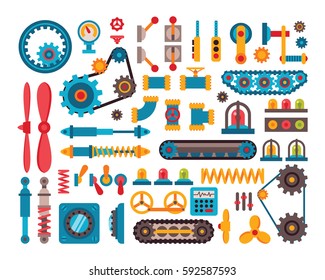 Machine Parts Different Mechanism Vector Illustration Stock Vector ...