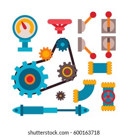 Machine Parts Different Mechanism Vector Illustration Stock Vector ...