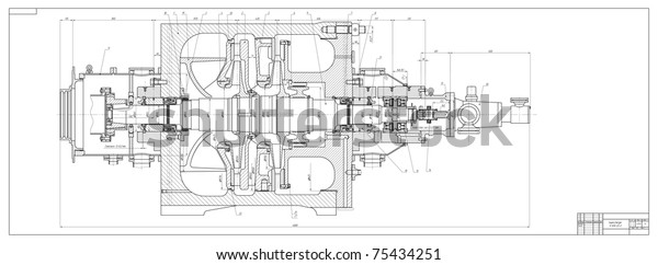 Machinebuilding Drawing Superchanger Vector Illustration Stock Vector ...