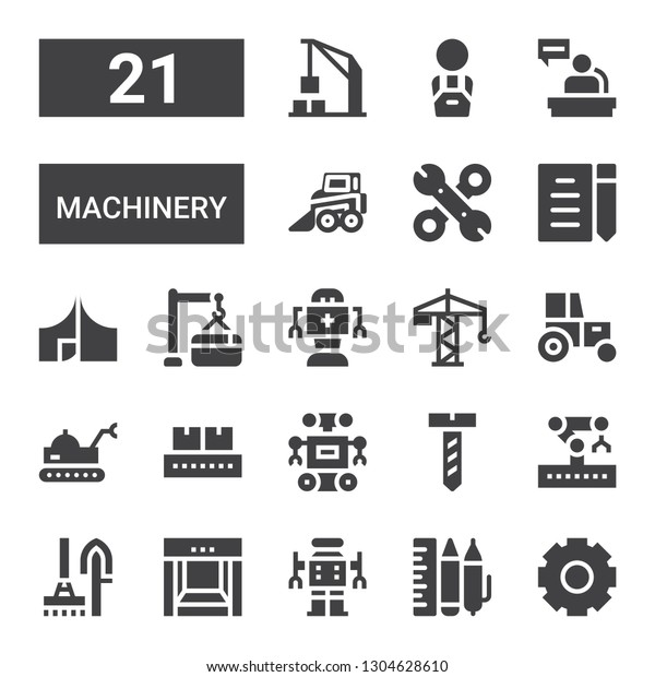 Machinery Icon Set Collection 21 Filled 스톡 벡터(로열티 프리) 1304628610 ...