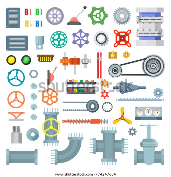 Machinery Parts Set Different Working Parts Stock Vector (Royalty Free ...