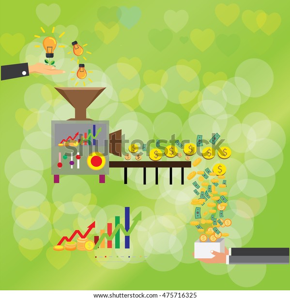 Machines Processing Money Collecting Transforming Data Stock Vector ...