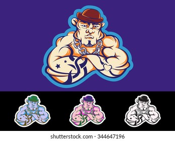 Macho Man Cartoon Tattoos Character Stock Vector (Royalty Free ...