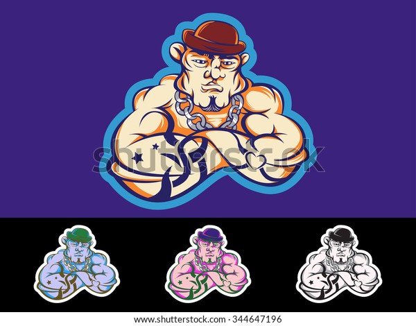 Macho Man Cartoon Tattoos Character Stock Vector (Royalty Free ...